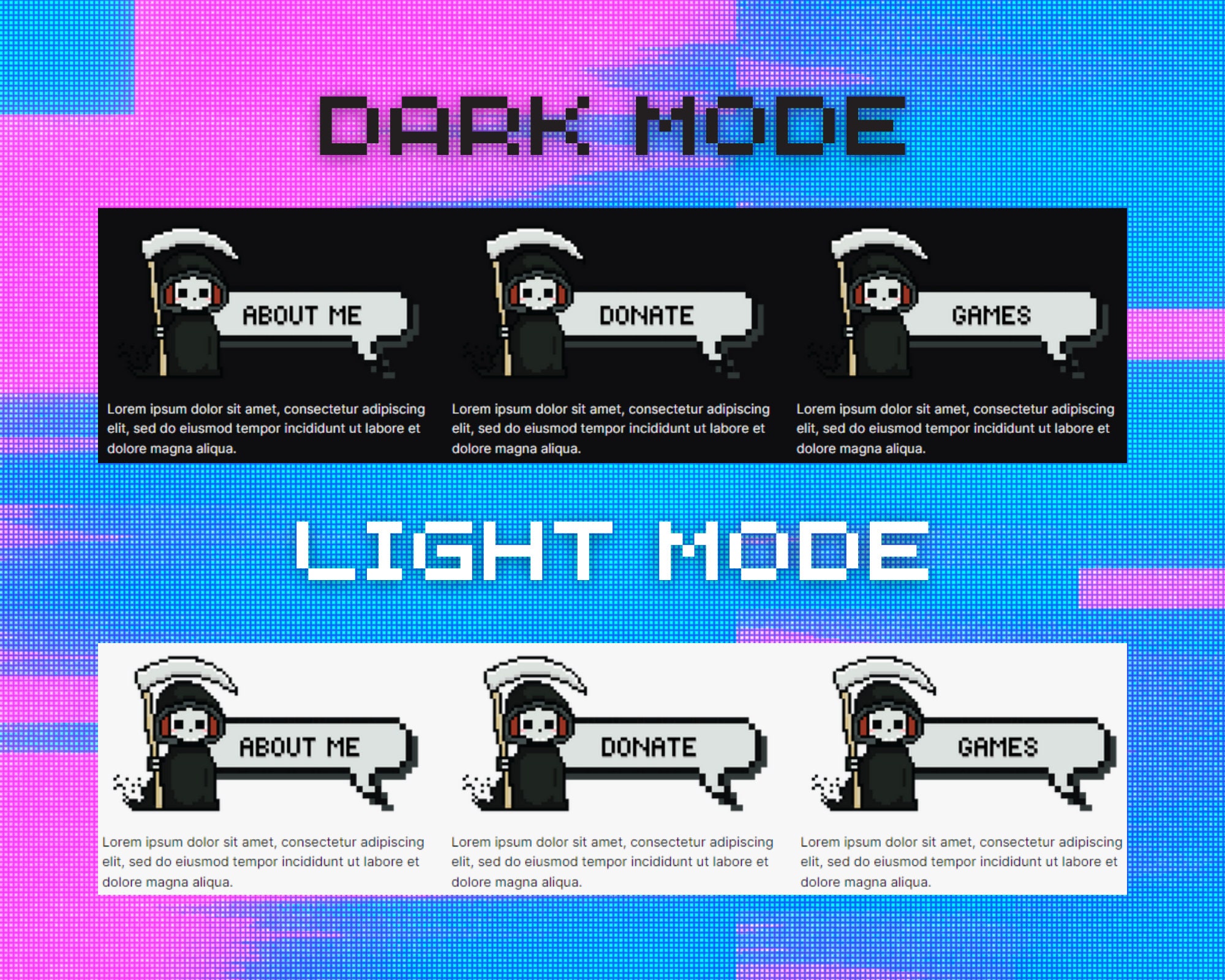 34X Pixel Halloween Cute Grim Reaper Twitch Panels | Scary | Skull ...