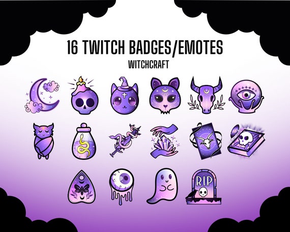 16x Purple Mystic Witchy Occult Twitch Sub Badges Emotes - Etsy