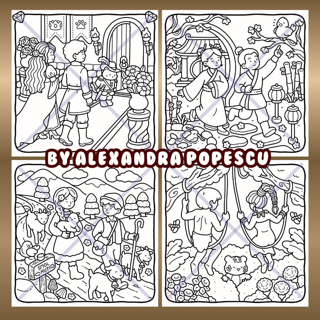 Once Upon A Time: 32 Super Cute Coloring Book Pages for Relaxing ...