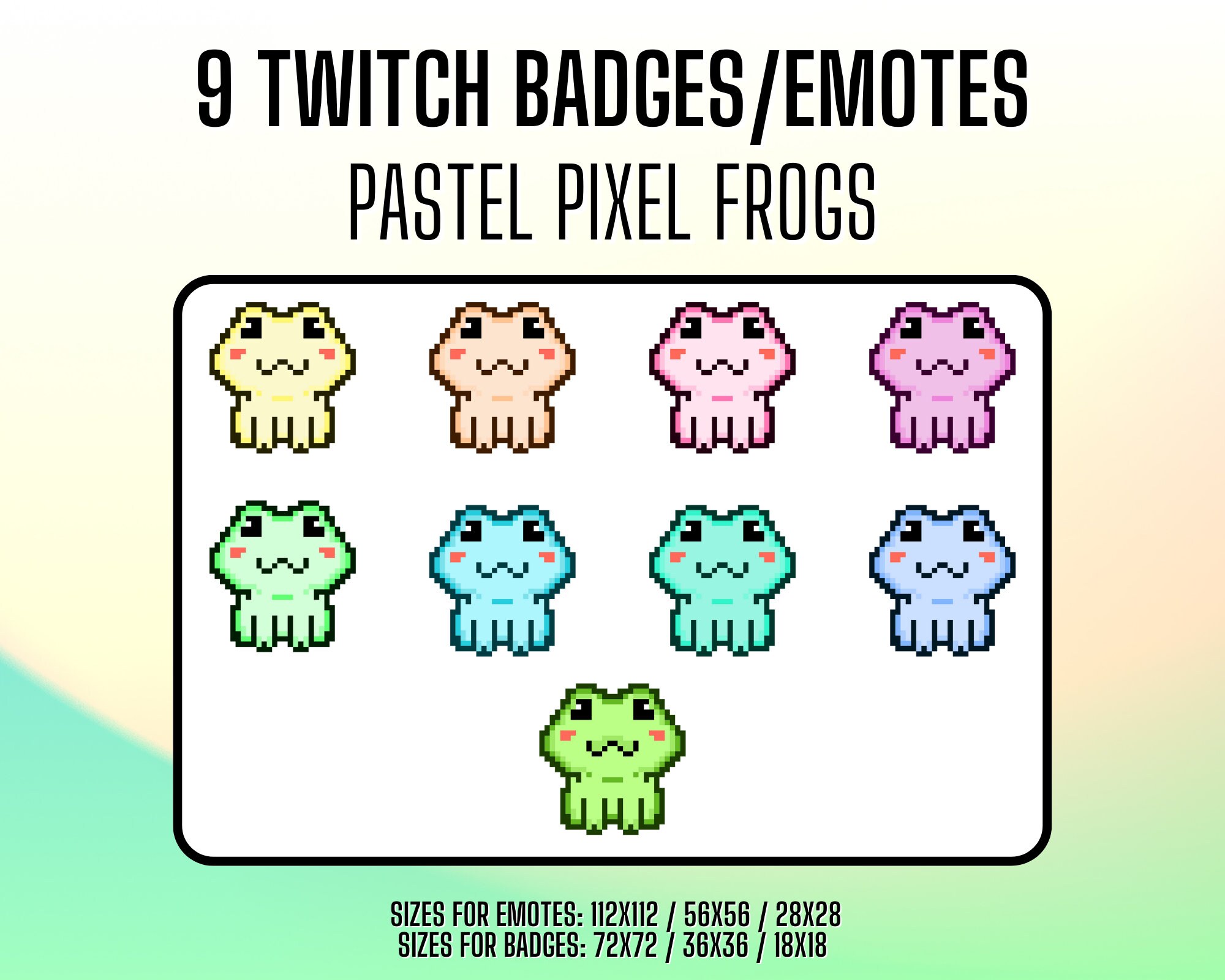 Cute Pixel Animated Frog Emote 9x Pixel Pastel Static Froggy - Etsy
