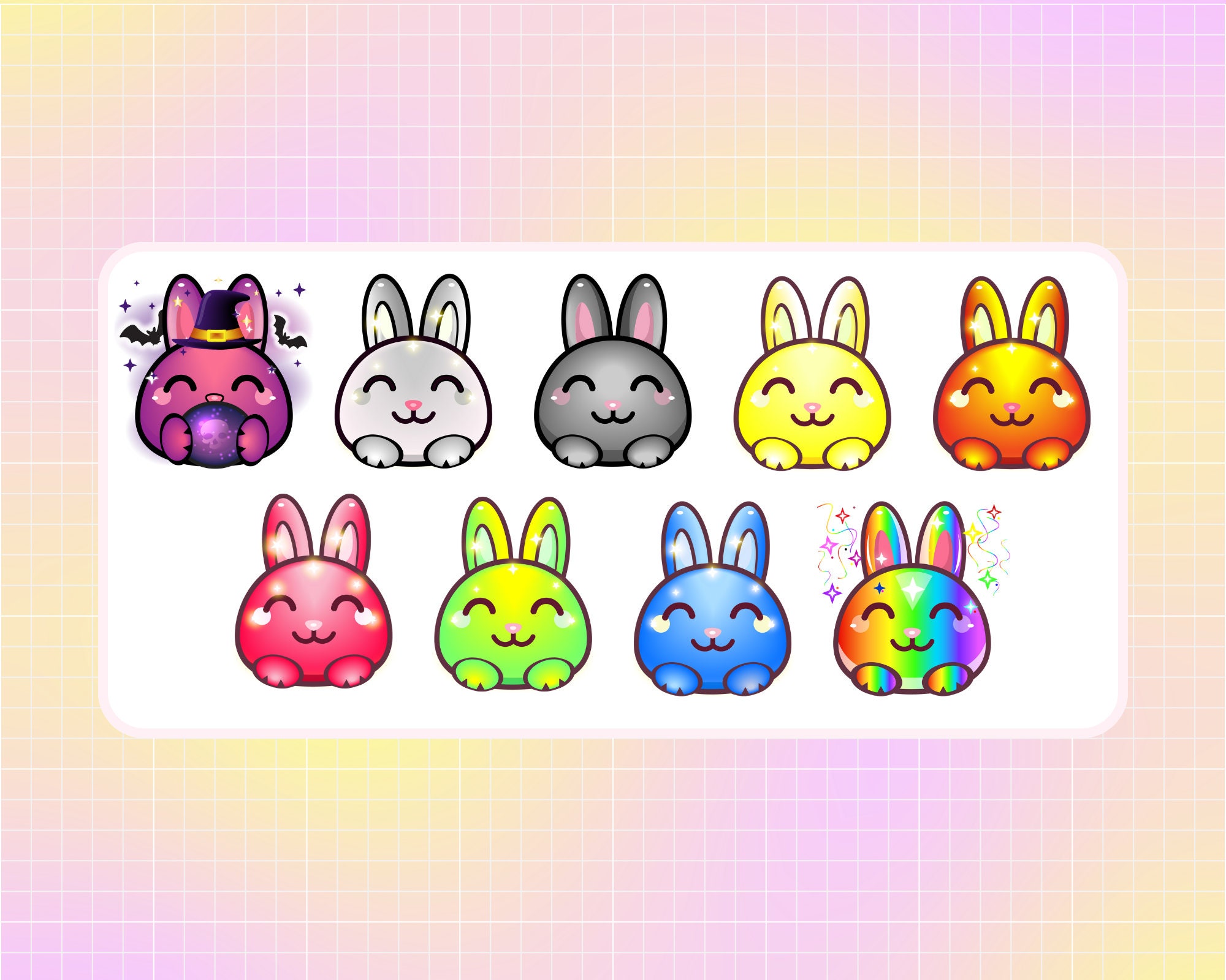 21x Cute Bunnies Twitch Sub Badges / Emotes Rainbow Bunny - Etsy