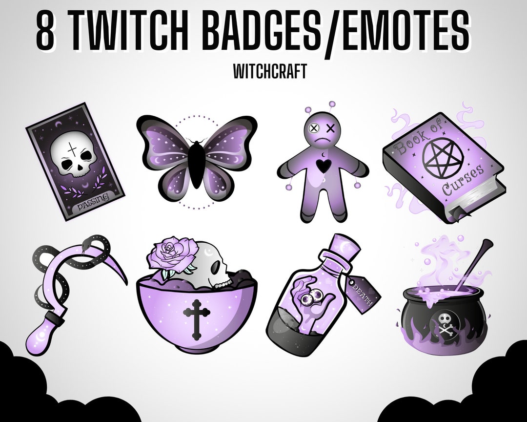 8x Black Purple Mystic Witchy Occult Twitch Sub Badges Emotes - Etsy