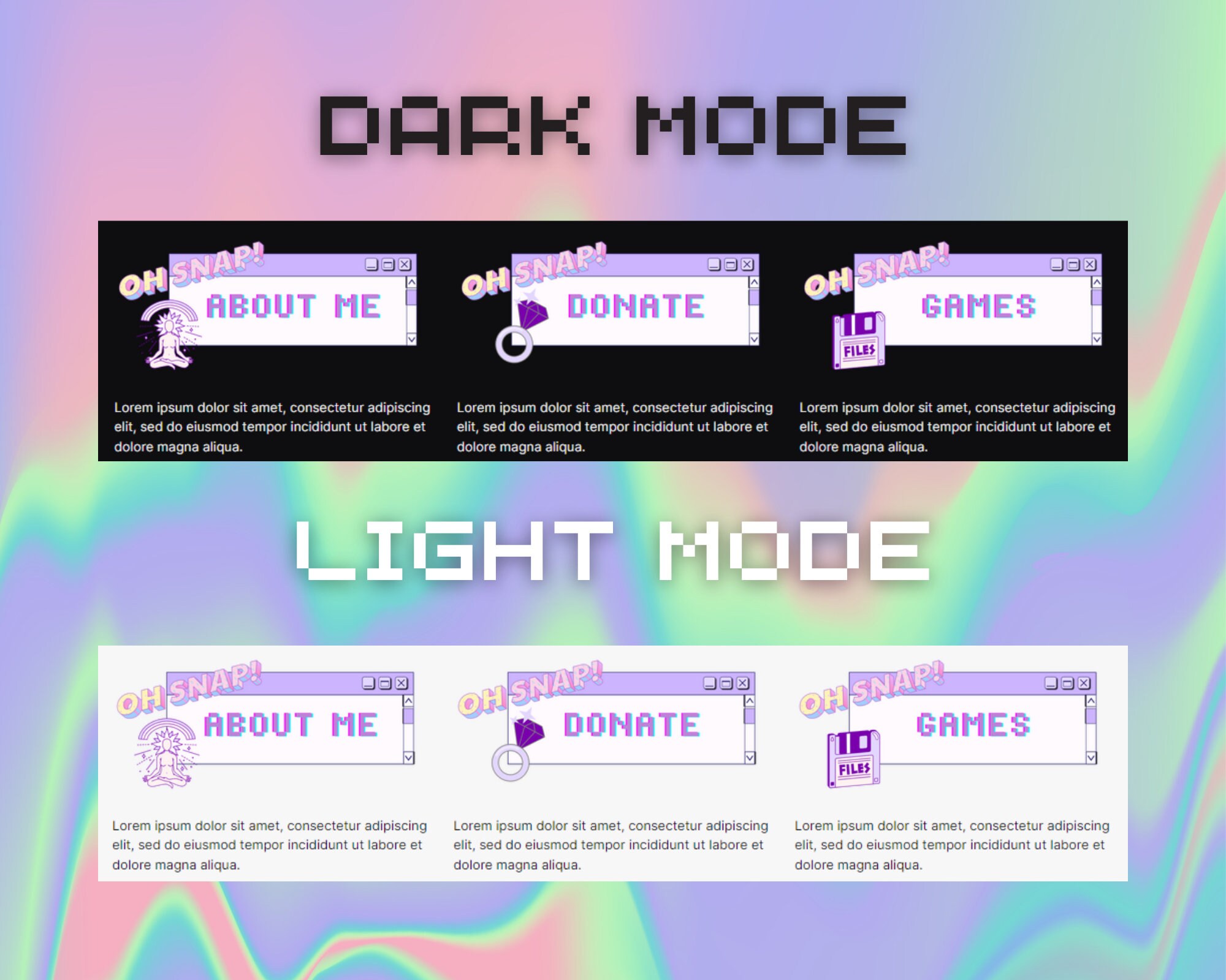 34x Retro Twitch Panels 90s 80s Purple Pastel Funky Aesthetic Groove ...