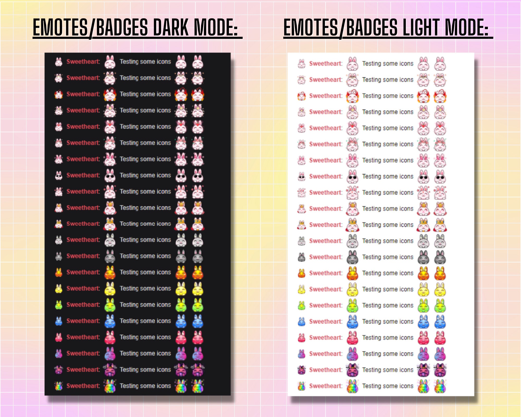 21x Cute Bunnies Twitch Sub Badges / Emotes Rainbow Bunny - Etsy