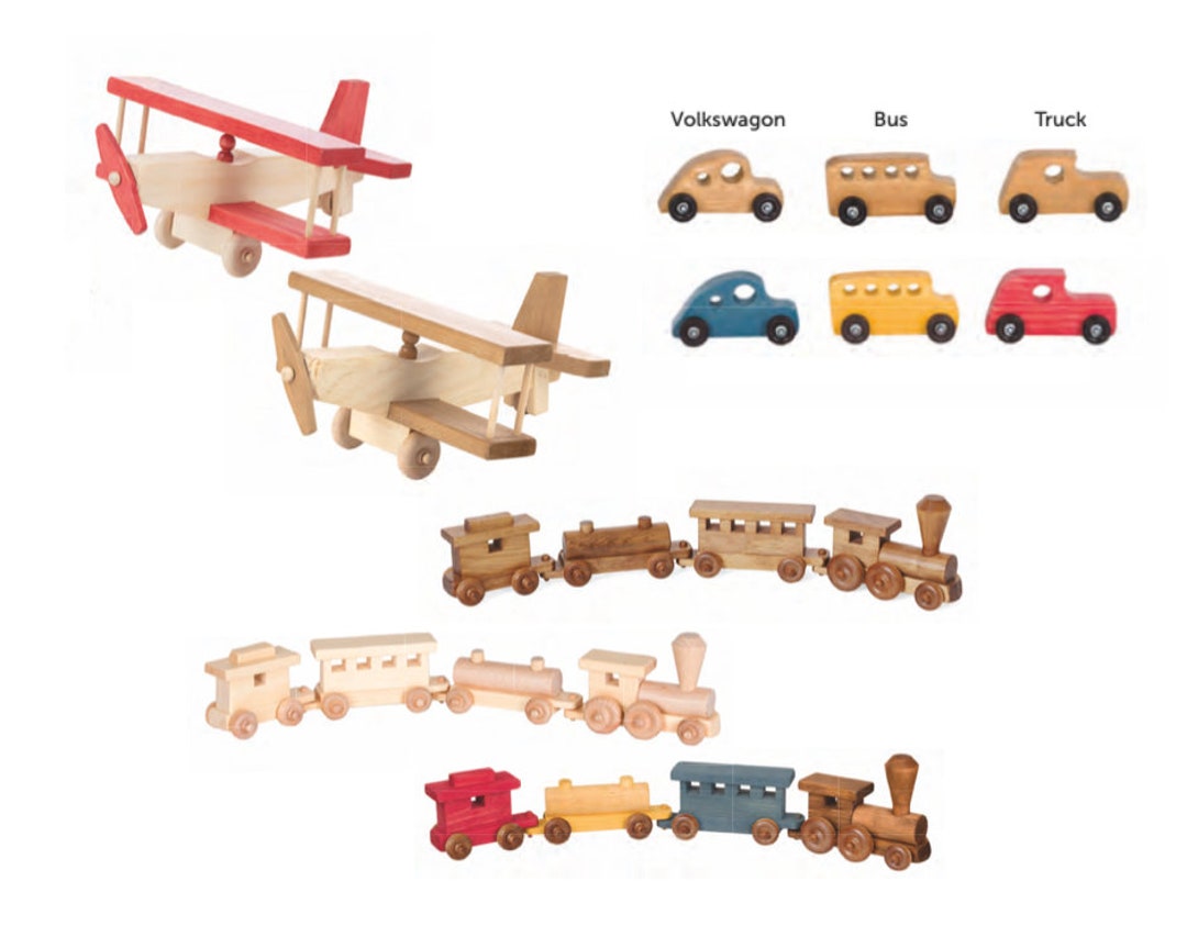 Planes , Trains and Cars Gift Set, Wooden Train Set, Train,wooden Cars ...