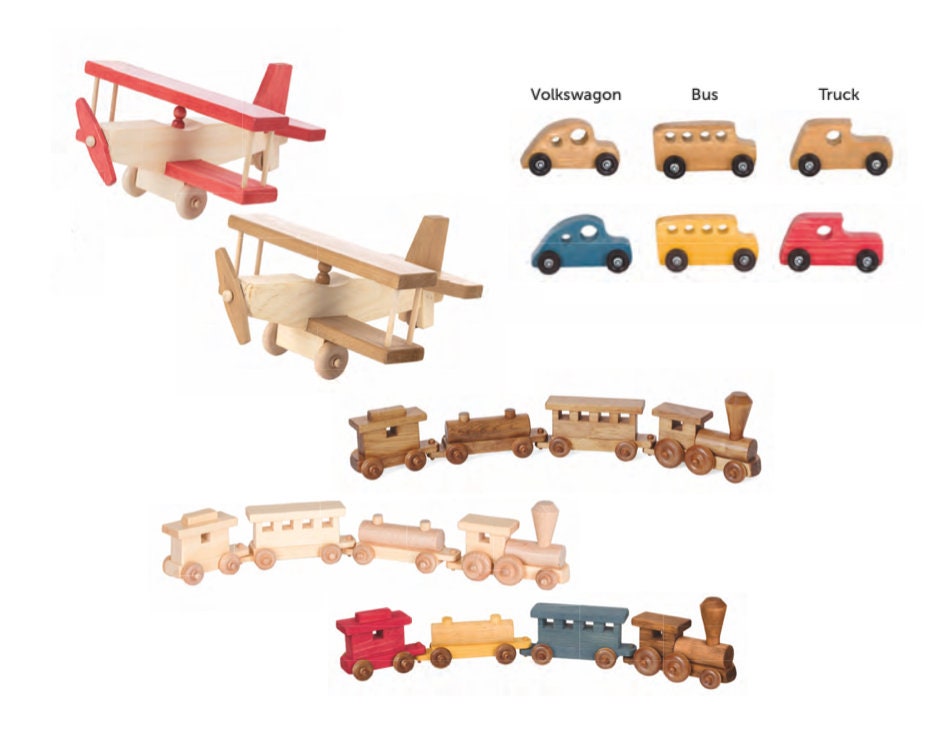 Planes , Trains and Cars Gift Set, Wooden Train Set, Train,wooden Cars ...