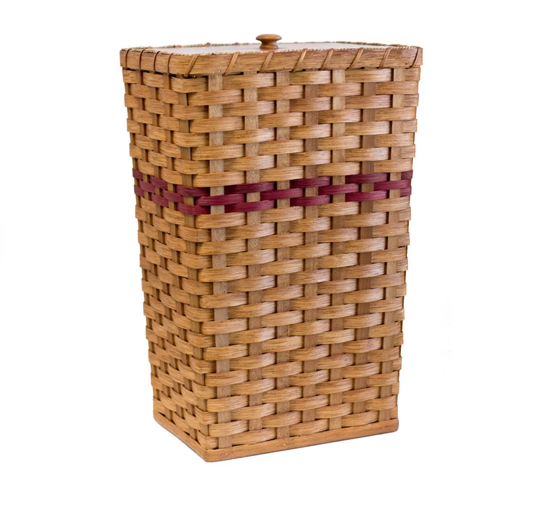 Custom 13 Gal. Kitchen Wastebasket Trash Basket W/ Wooden Lid, Amish ...