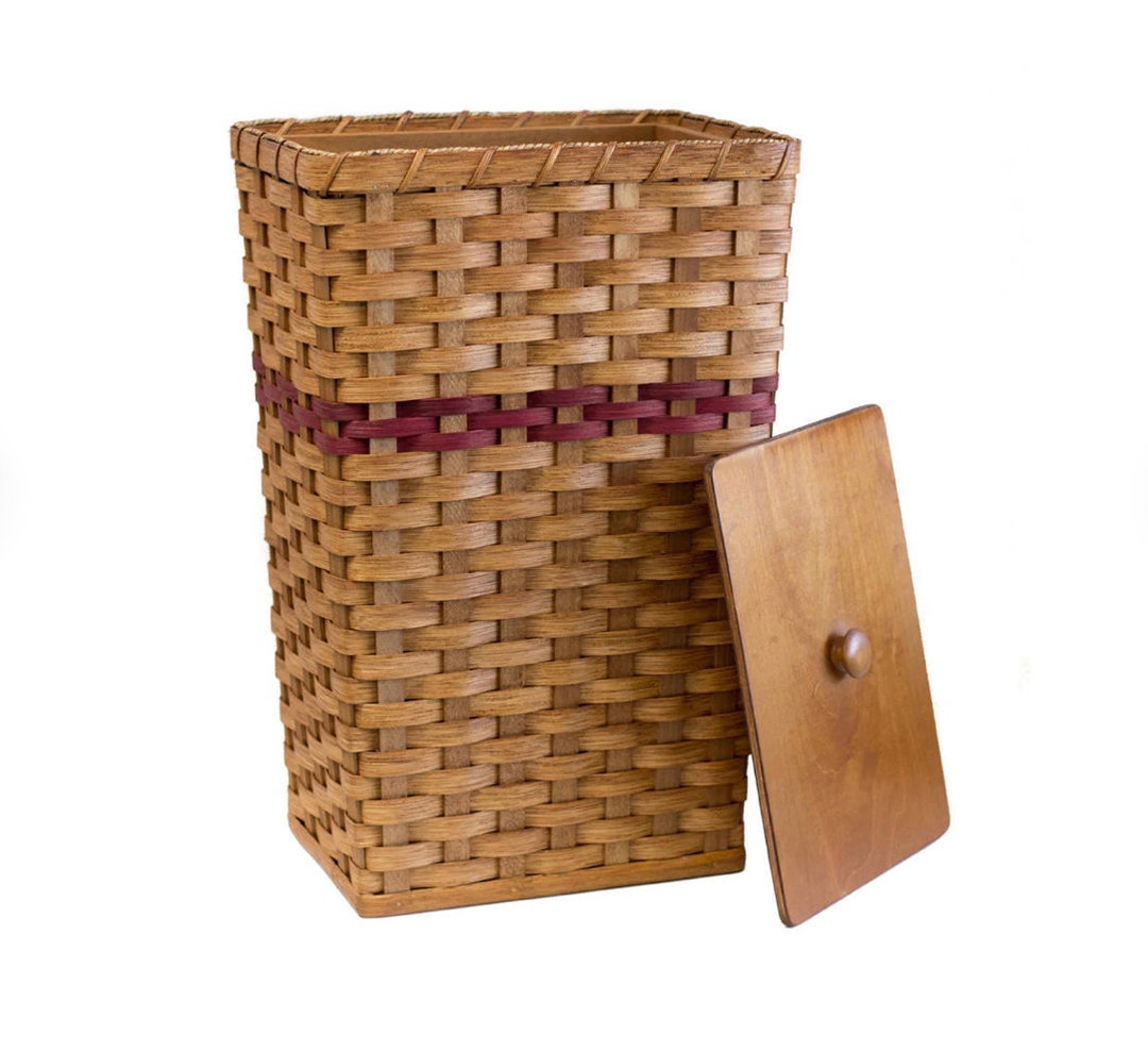 Custom 13 Gal. Kitchen Wastebasket Trash Basket W/ Wooden Lid, Amish ...