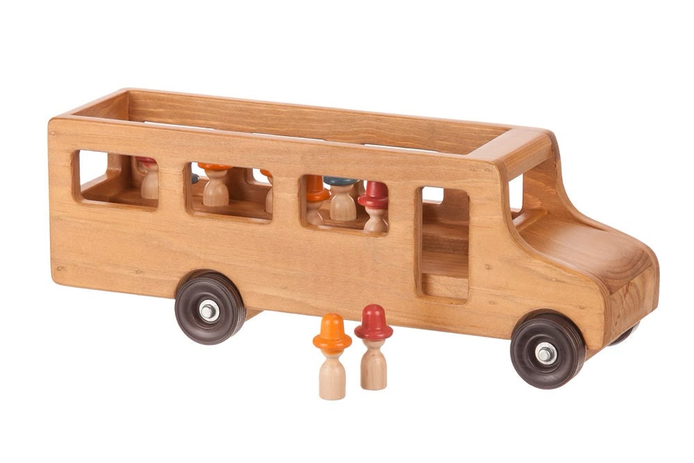 Large Yellow Wooden School Bus, School Bus, Wooden School Bus, Toy ...