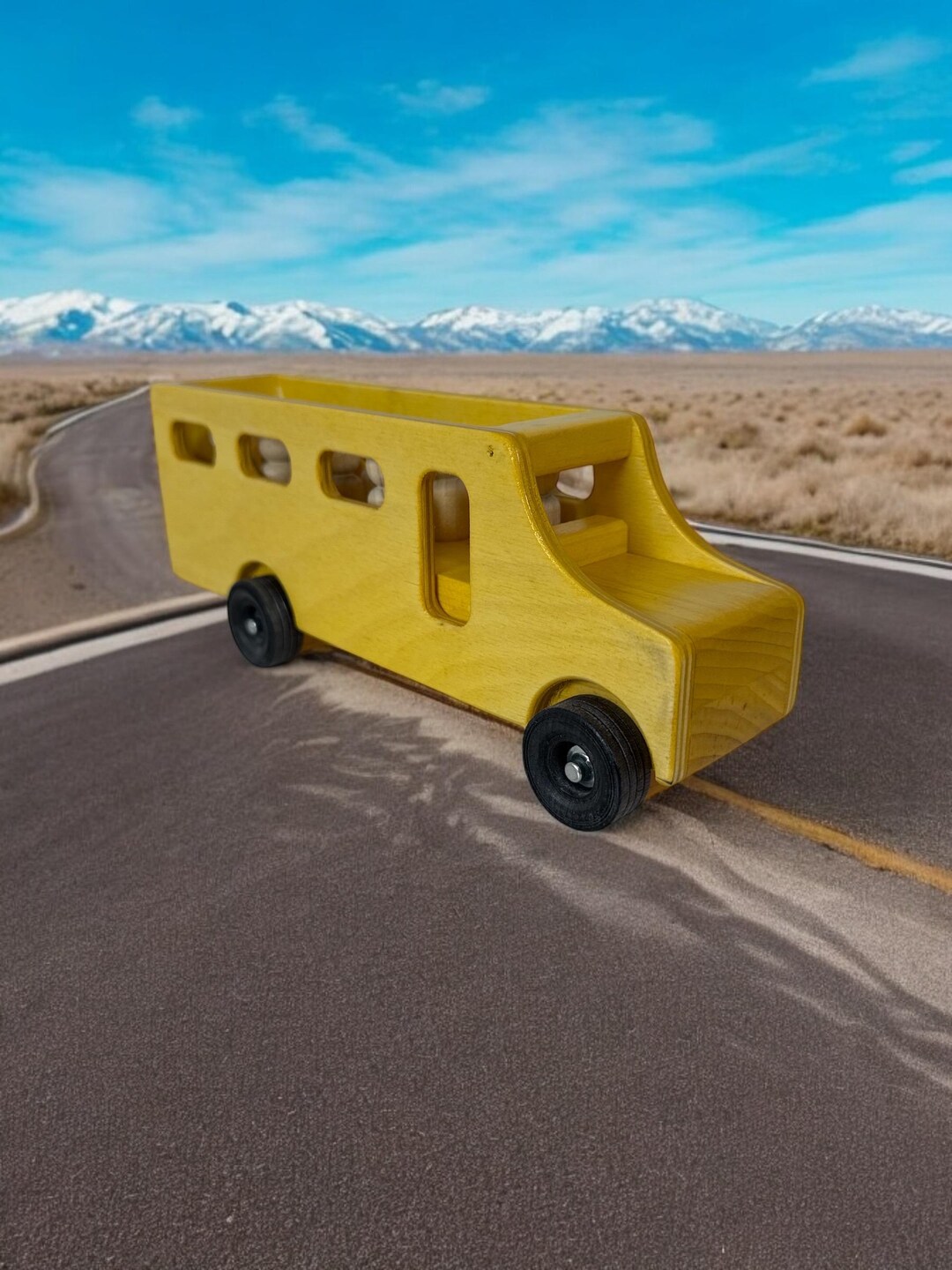Small Yellow Wooden School Bus, School Bus, Wooden School Bus, Toy ...