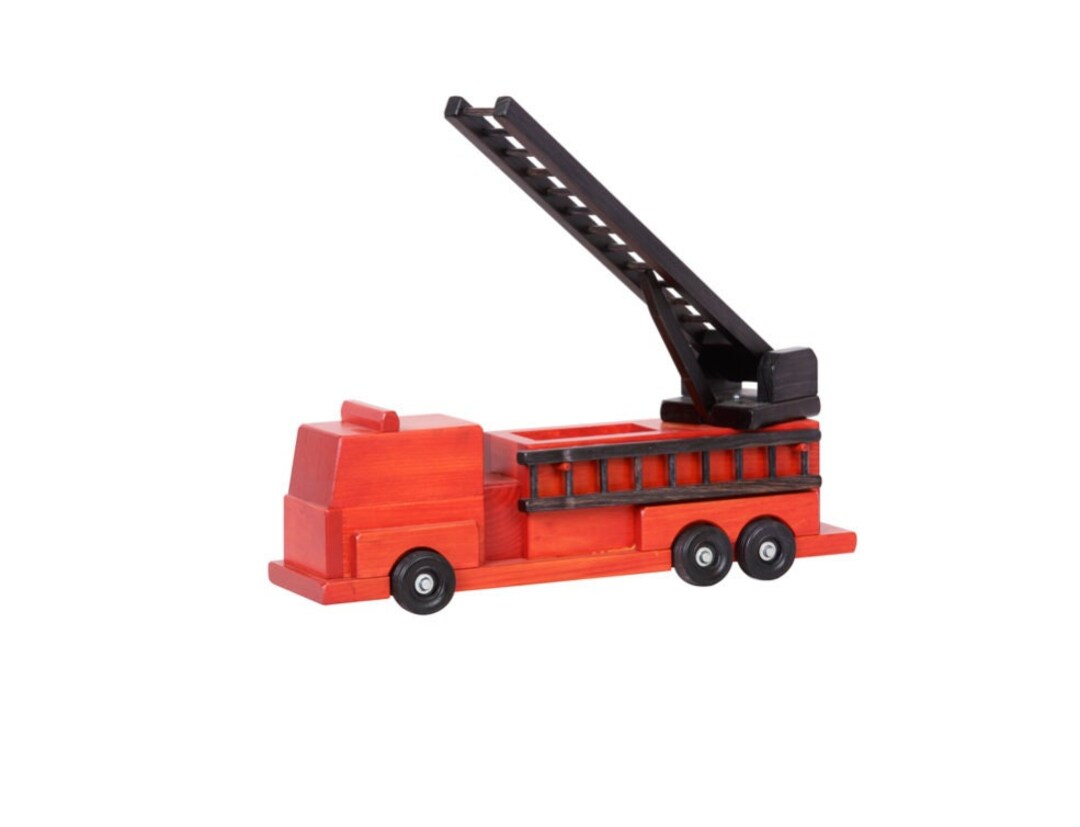 Large Working Wooden Fire Truck, Wooden Fire Engine, Fire Truck, Fire ...