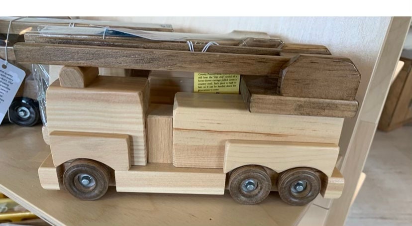 Large Working Wooden Fire Truck, Wooden Fire Engine, Fire Truck, Fire ...