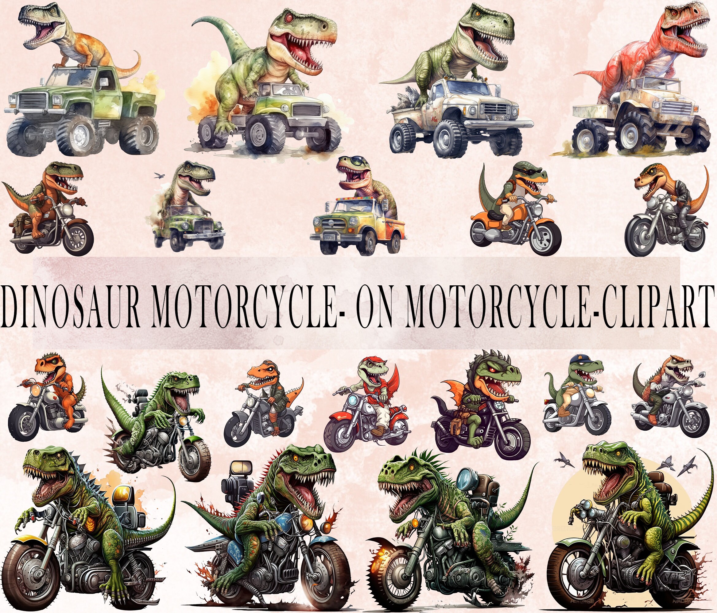 21 PNG Watercolor Dinosaur Clipart Dinosaur on Motorcycle - Etsy