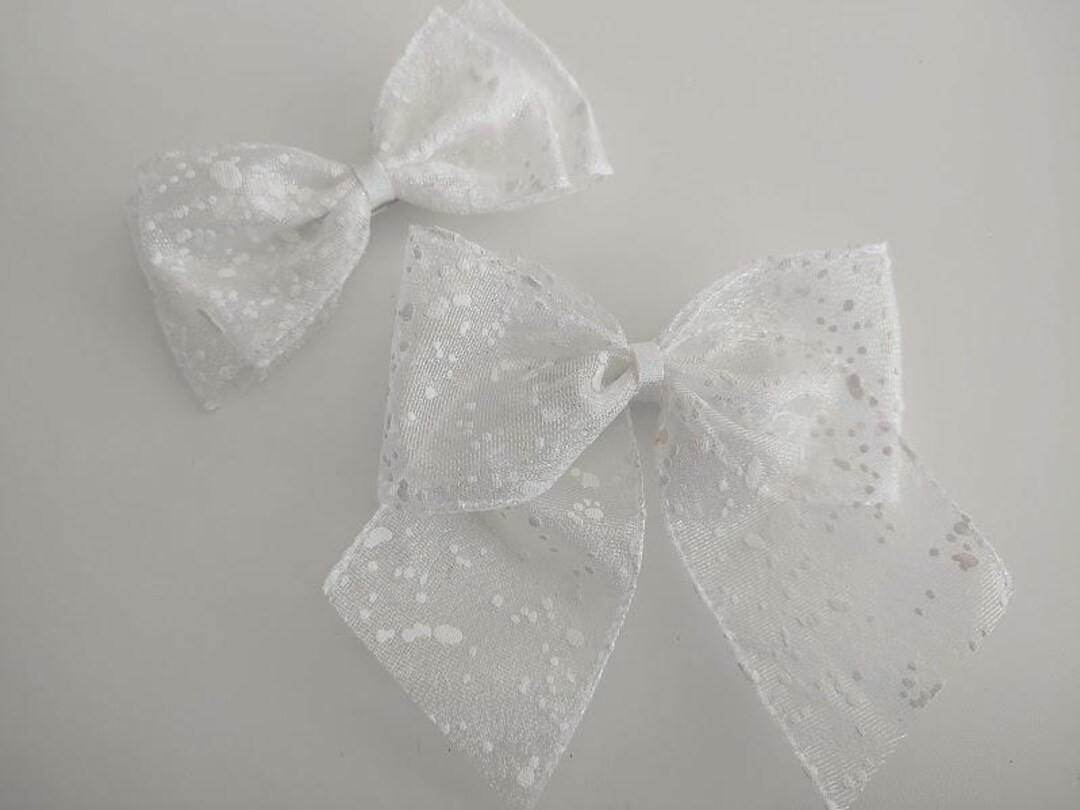 White Iridescent Dotted Cheer Bow: Game Day Hair Accessory - Etsy
