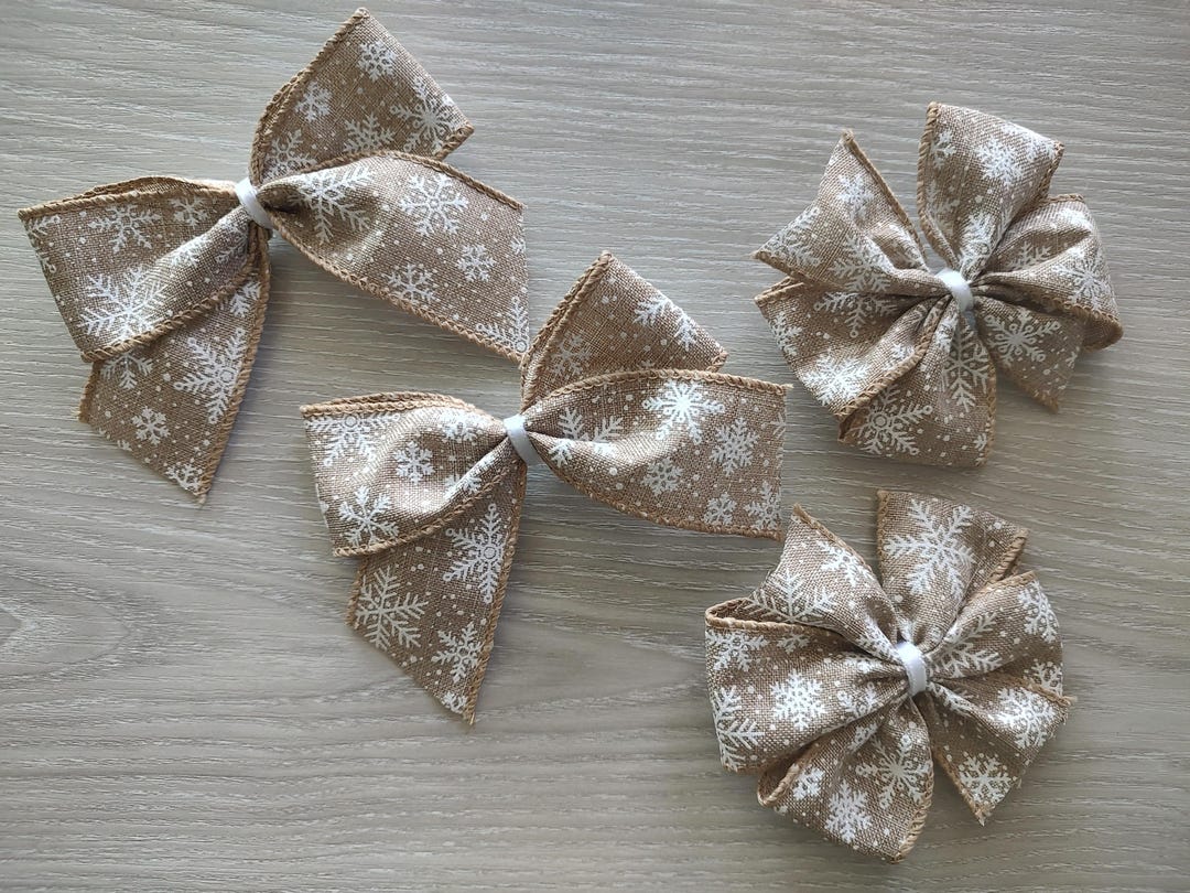 Tan & White Sparkle Snowflake Hair Bow Clip: Sparkly Accessories - Etsy