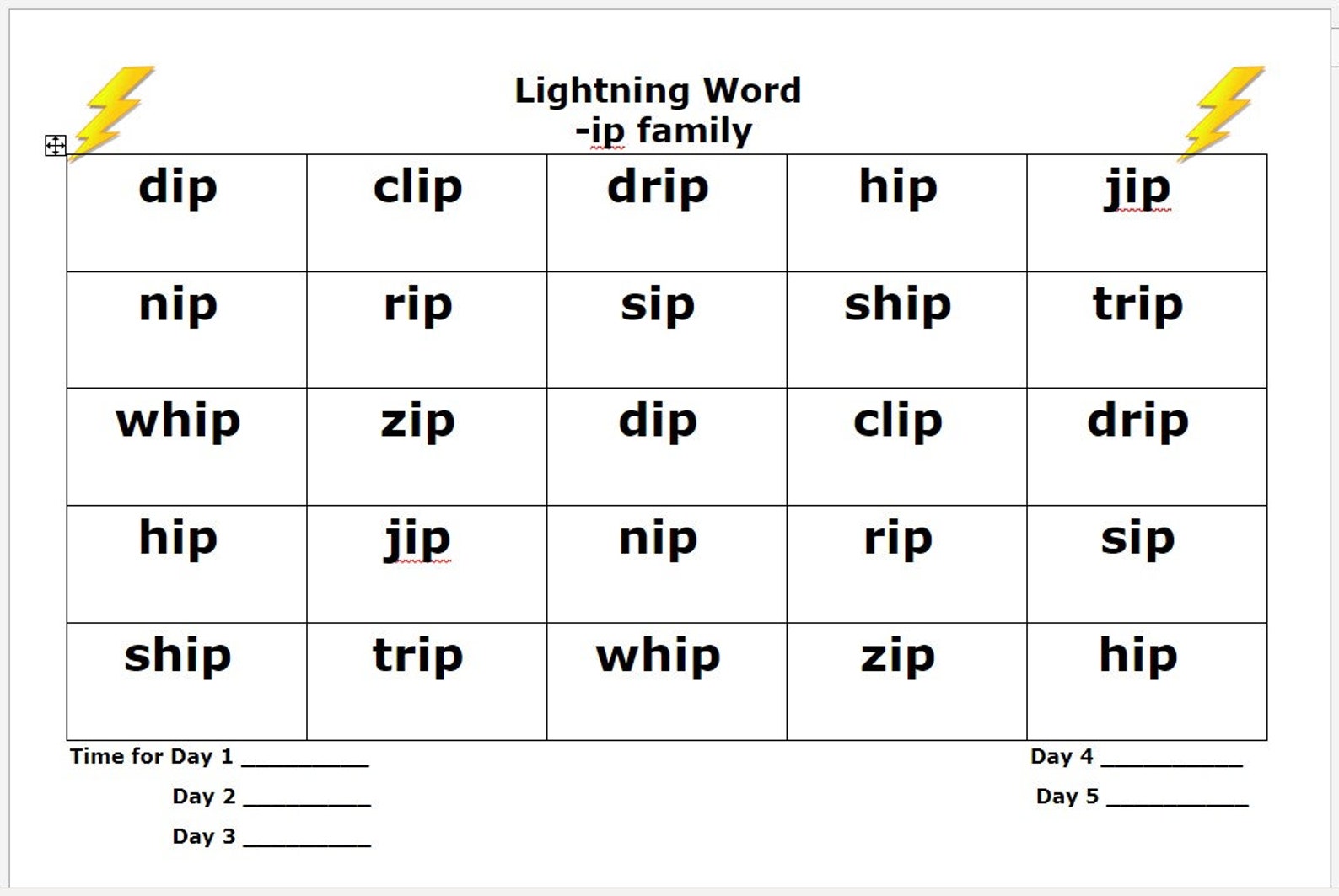 Lightning Words Ip Word Family - Etsy