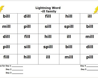 All, Ell, Ill, Oll, Ull Words Worksheets: Cut and Paste Sorts, Cloze ...