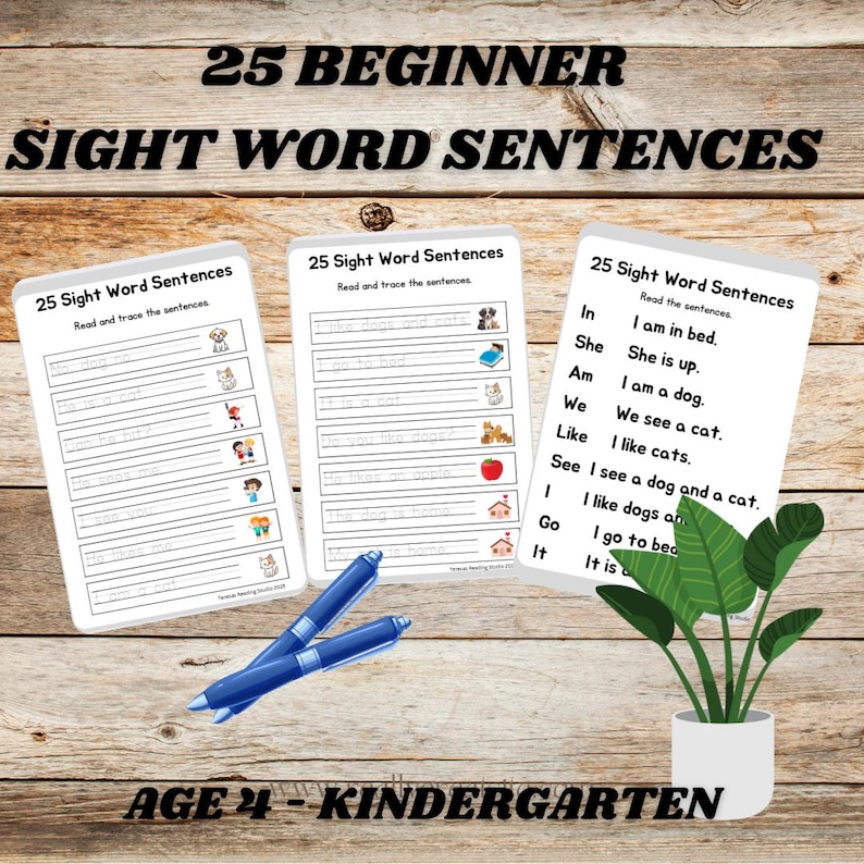 Sight Word Sentences - Read and Trace 4 Yrs Old - K - Etsy