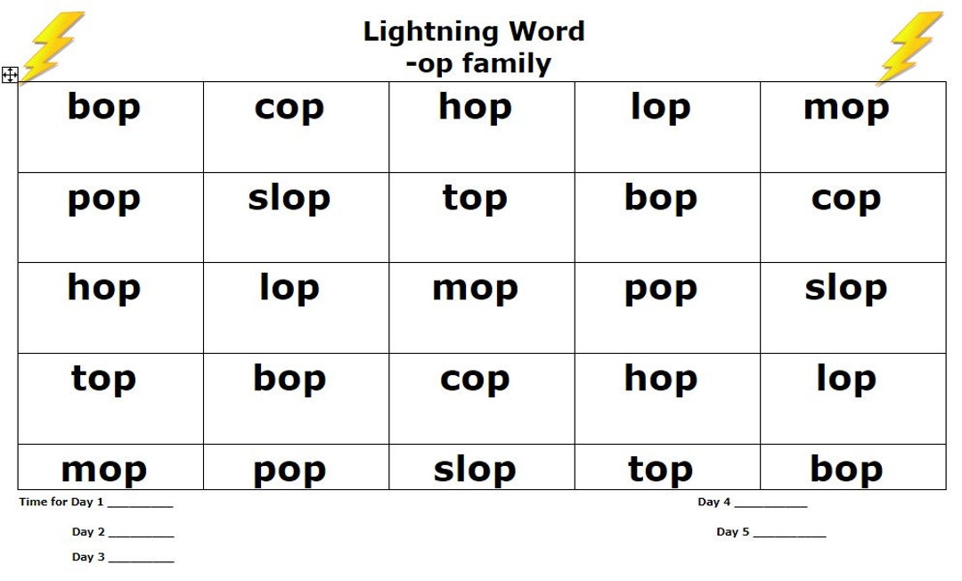 Lightning Words Op Word Family - Etsy