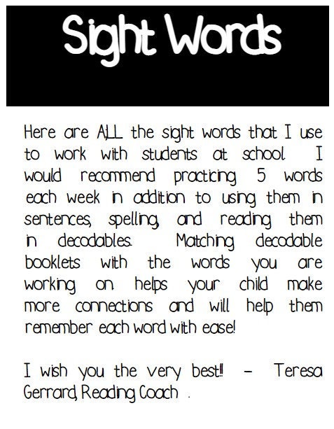 The Entire List of 375 Sight Words -- K Through 2nd Grade - Etsy
