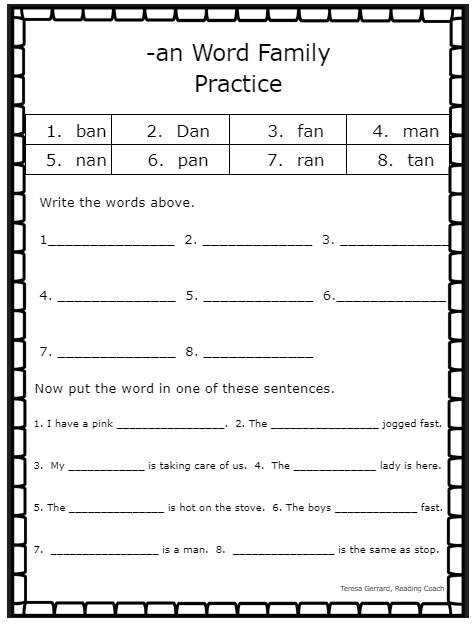 An Word Family Word Work - Etsy