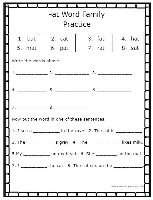 Short a Word Family Word Work - Etsy