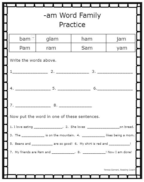 Short a Word Family Word Work - Etsy