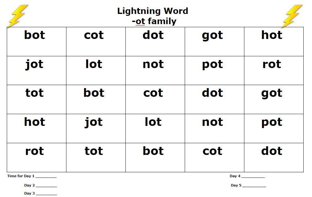 Lightning Words ot Word Family - Etsy Canada