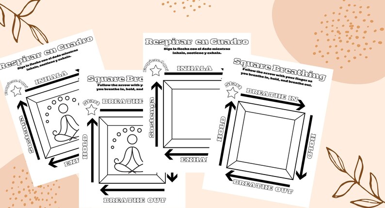Breathing Techniques Coloring Pages English/spanish - Etsy