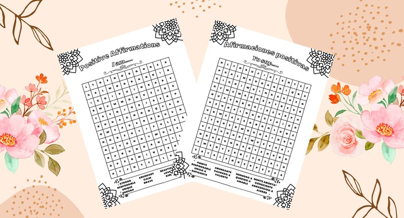 Positive Affirmations Word Search - Etsy