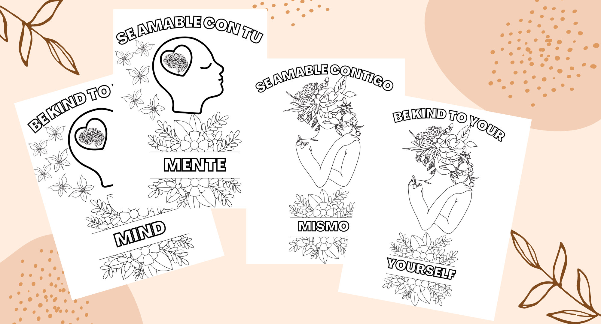 Be Kind to Your Mind Coloring Pages - Etsy