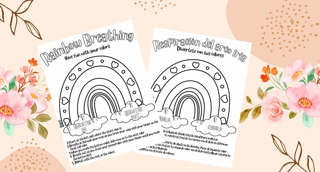 Breathing Techniques Coloring Pages English/spanish - Etsy