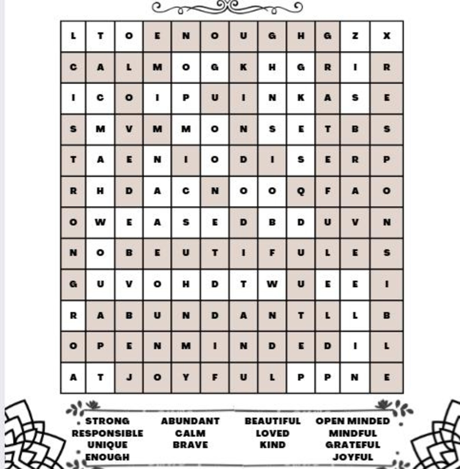 Positive Affirmations Word Search - Etsy
