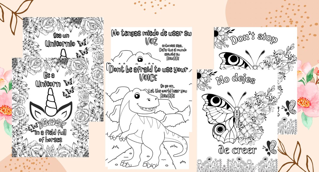 Mindful Coloring Pages English and Spanish - Etsy
