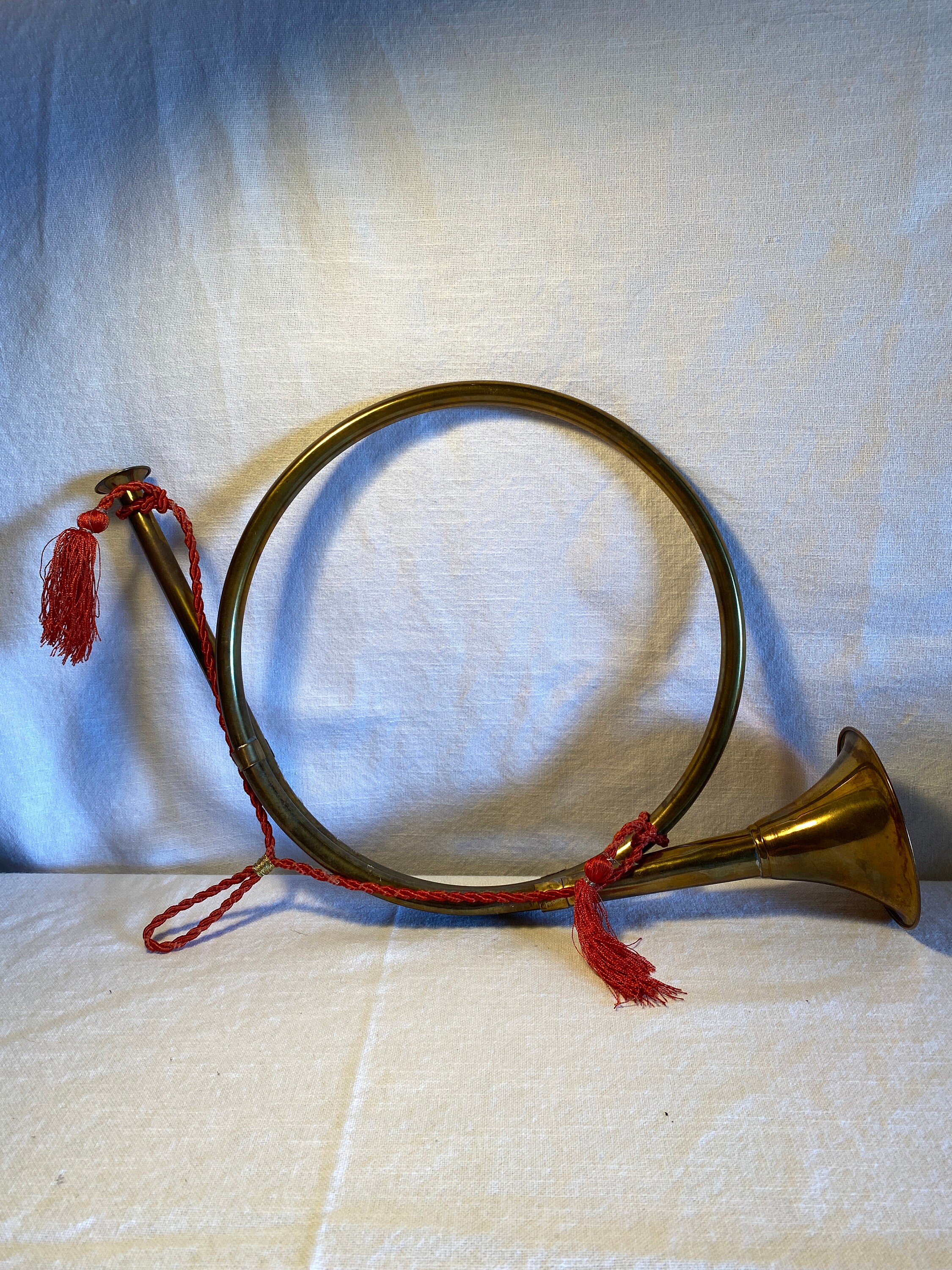 Decorative French Hunting Horn Brass With Red Cord, Tassles, VTG 1940's ...