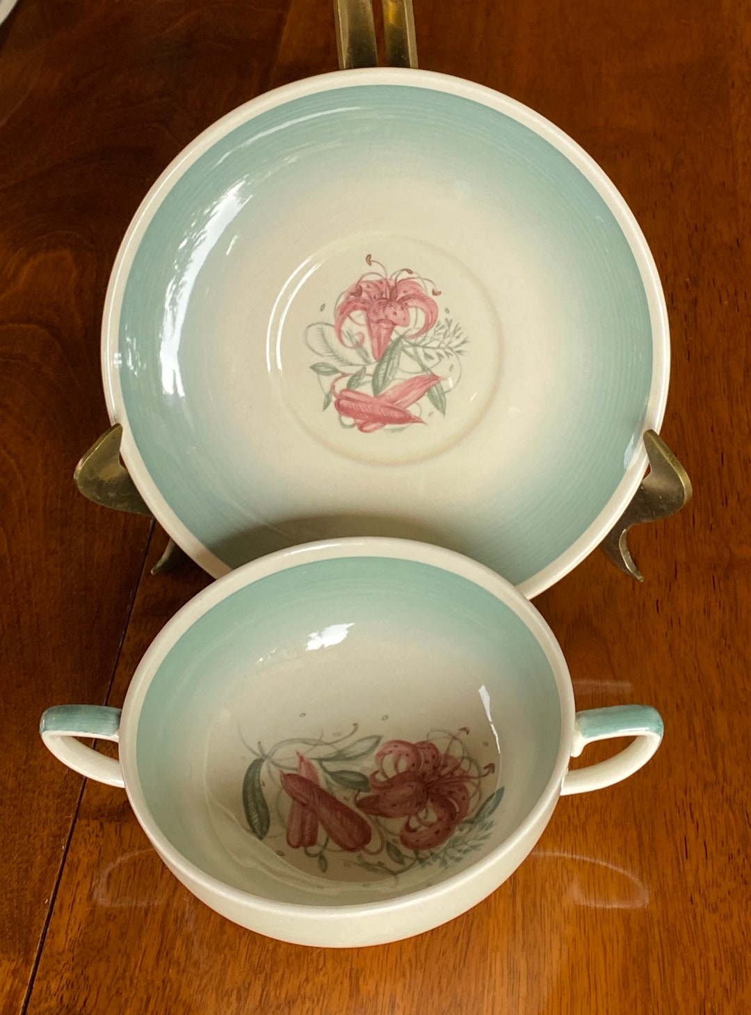 Crown Susie Cooper 5 Pc Place Setting: 9" Plate, 2 Handled Bowl ...