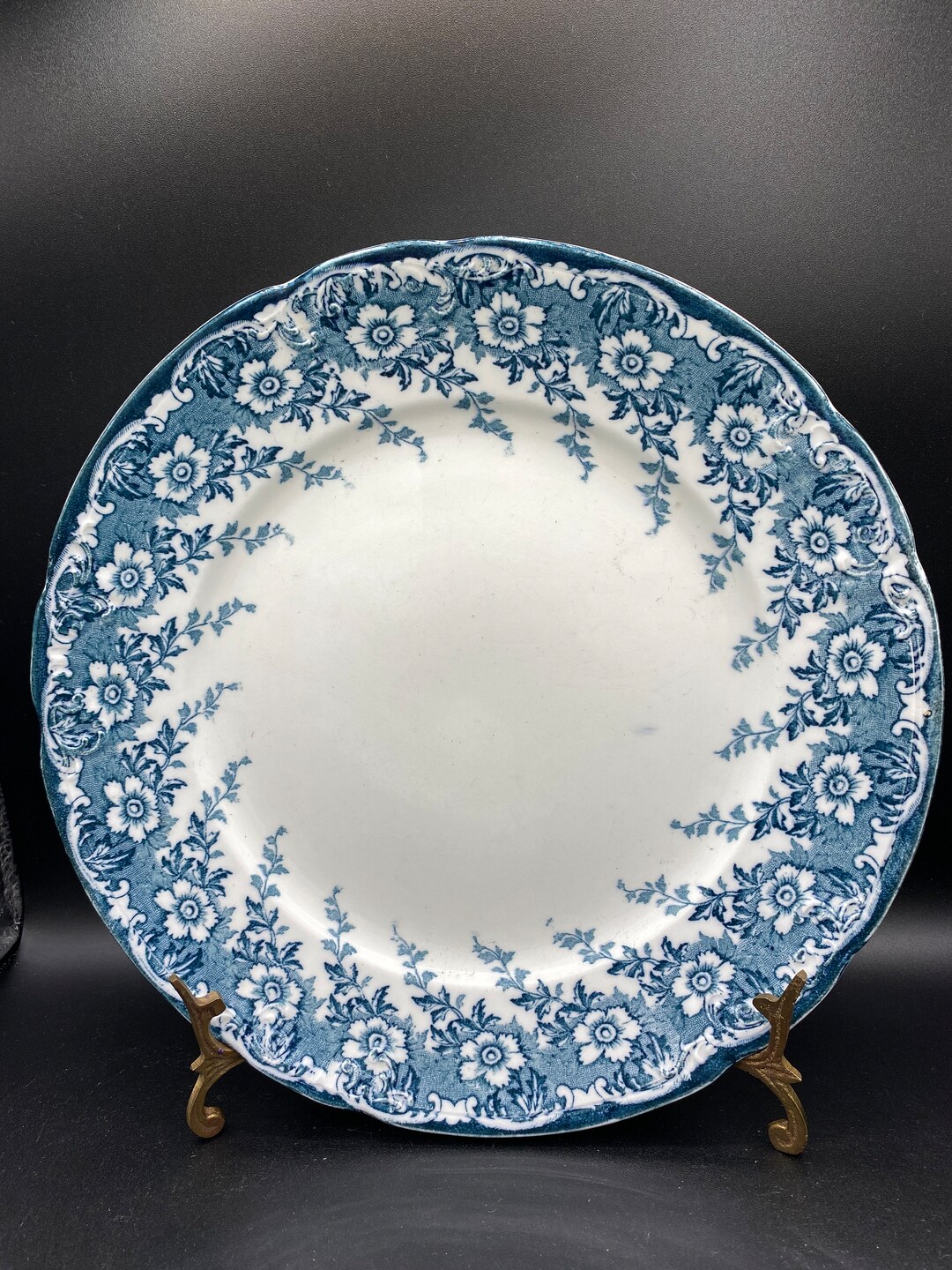 F. Winkle and Sons Plate Semi-porcelain Flow Blue Tea Rose "matlock ...