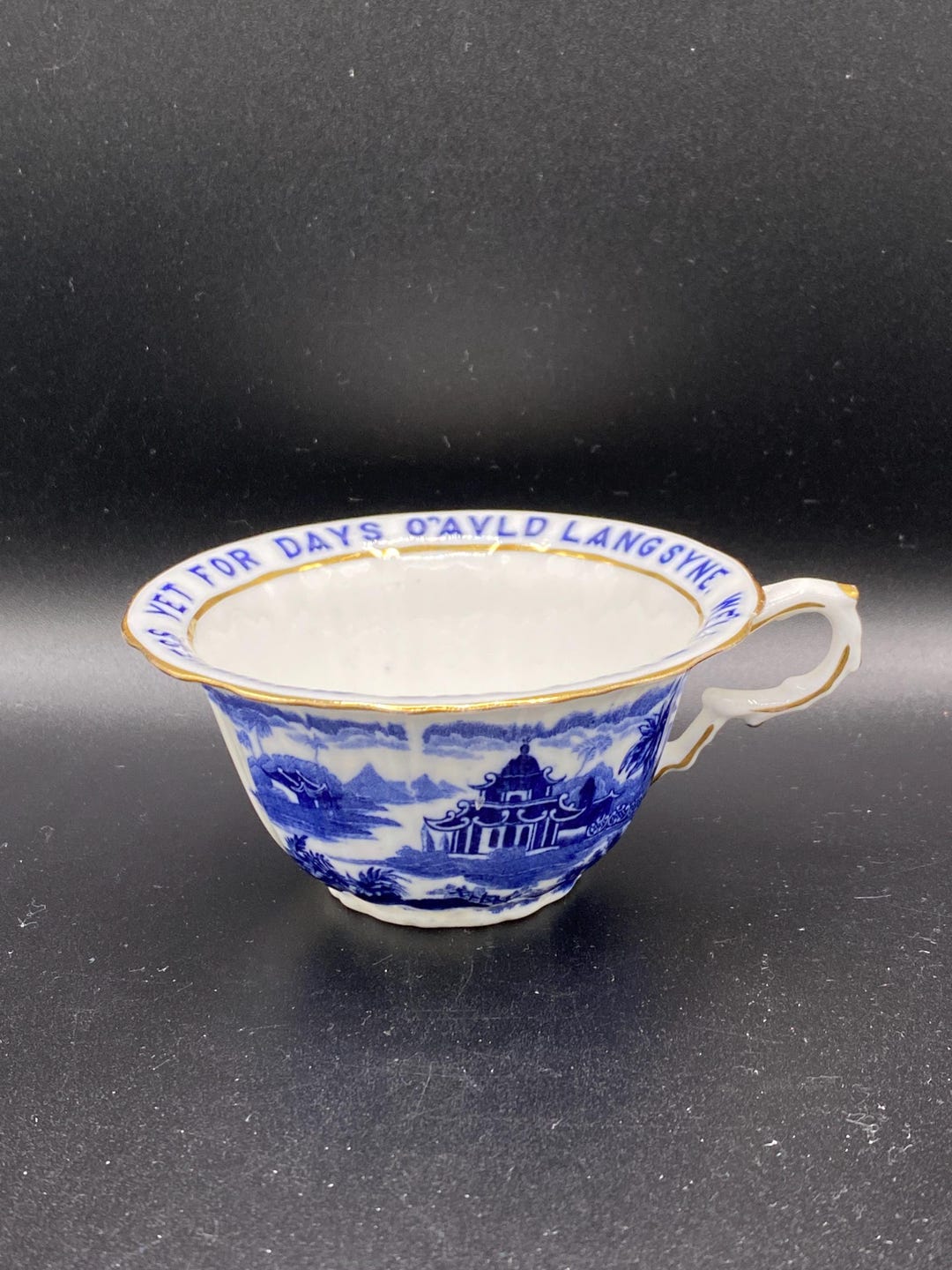 Wedgwood Teacup, auld Lang Syne White Bone China, Blue Text & Images ...