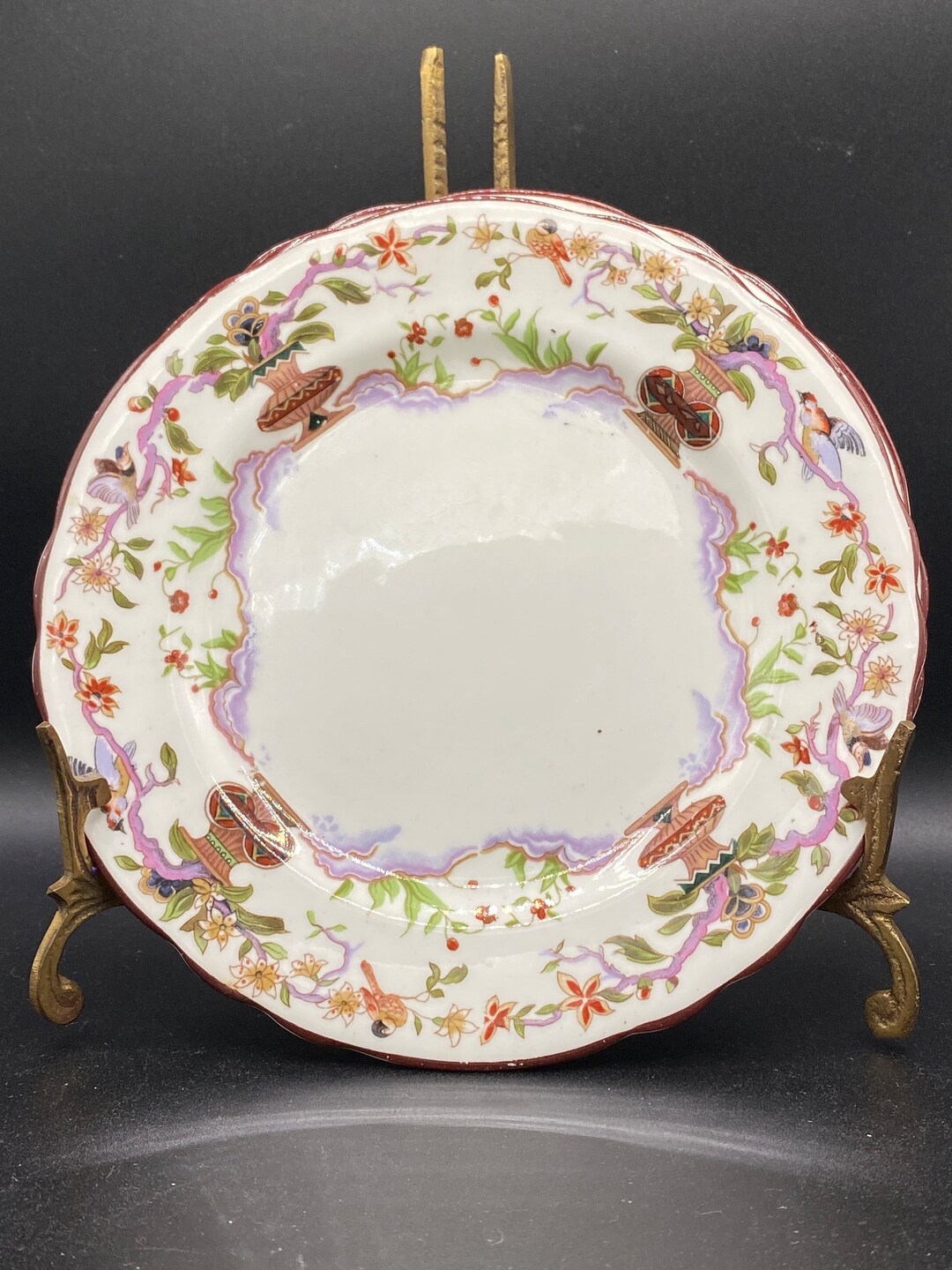 Aynsley 3x Side Plates #A6017 White Bone China, Urns, Branches, Birds ...