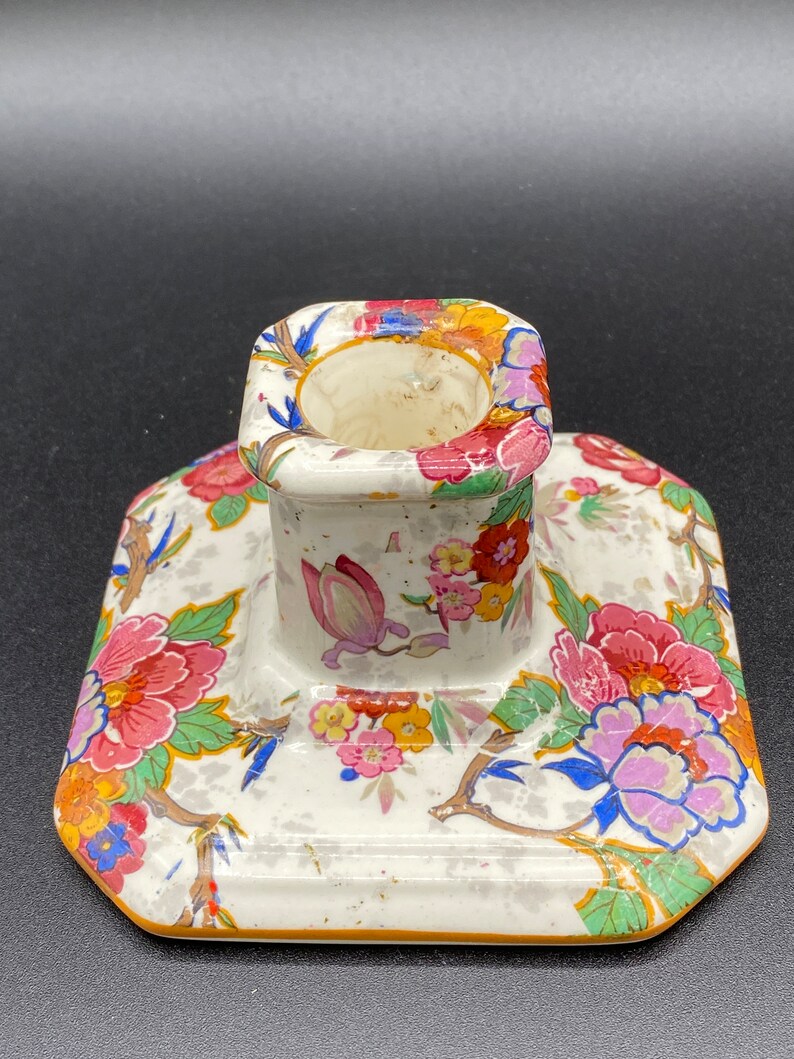 Royal Crown Ducal Ware Porcelain Candleholder Early Chintz, Black Stamp. charlotte Rhead Antique ...