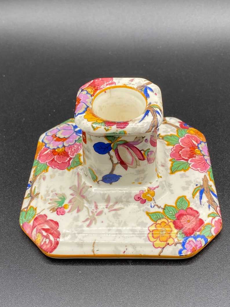 Royal Crown Ducal Ware Porcelain Candleholder Early Chintz, Black Stamp. charlotte Rhead Antique ...