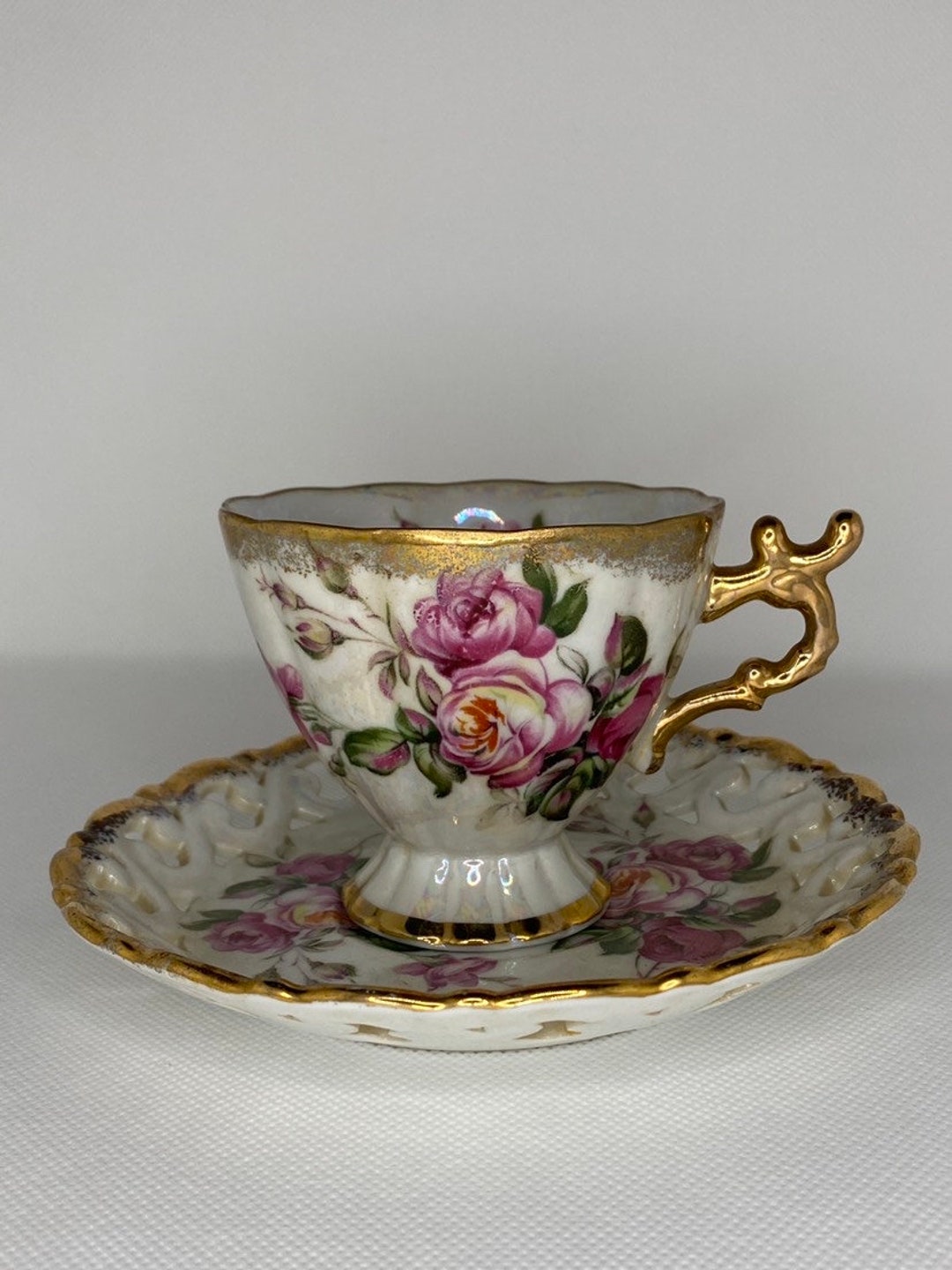 VTG 50's Shafford Lustreware Teacup & Saucer. Pedestal Base Cup ...