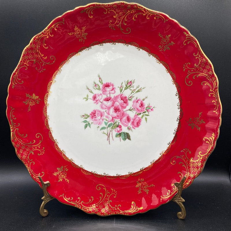 Bone China Red Plate - Etsy