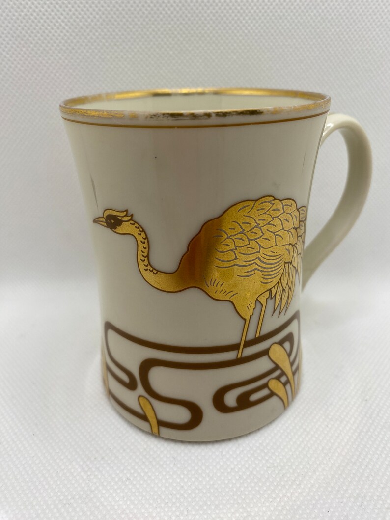 Fitz and Floyd Mug golden Heron. Cream Porcelain With Gold and Brown ...