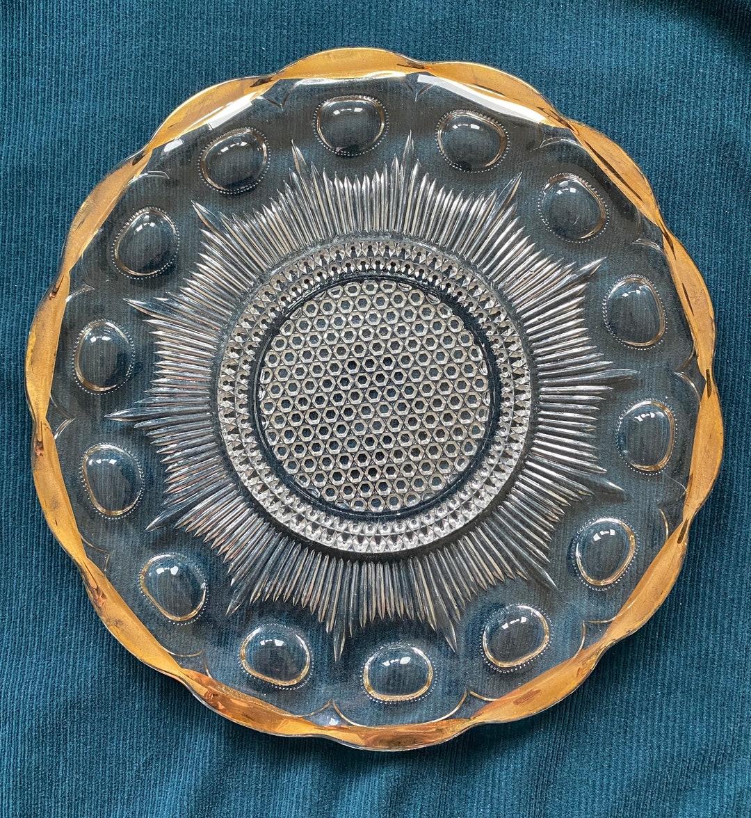 US Glass or Bartlett Collins? Glass Plate Gold Rim "manhattan Line" or ...