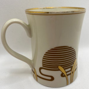 Fitz and Floyd Mug golden Heron. Cream Porcelain With Gold and Brown ...