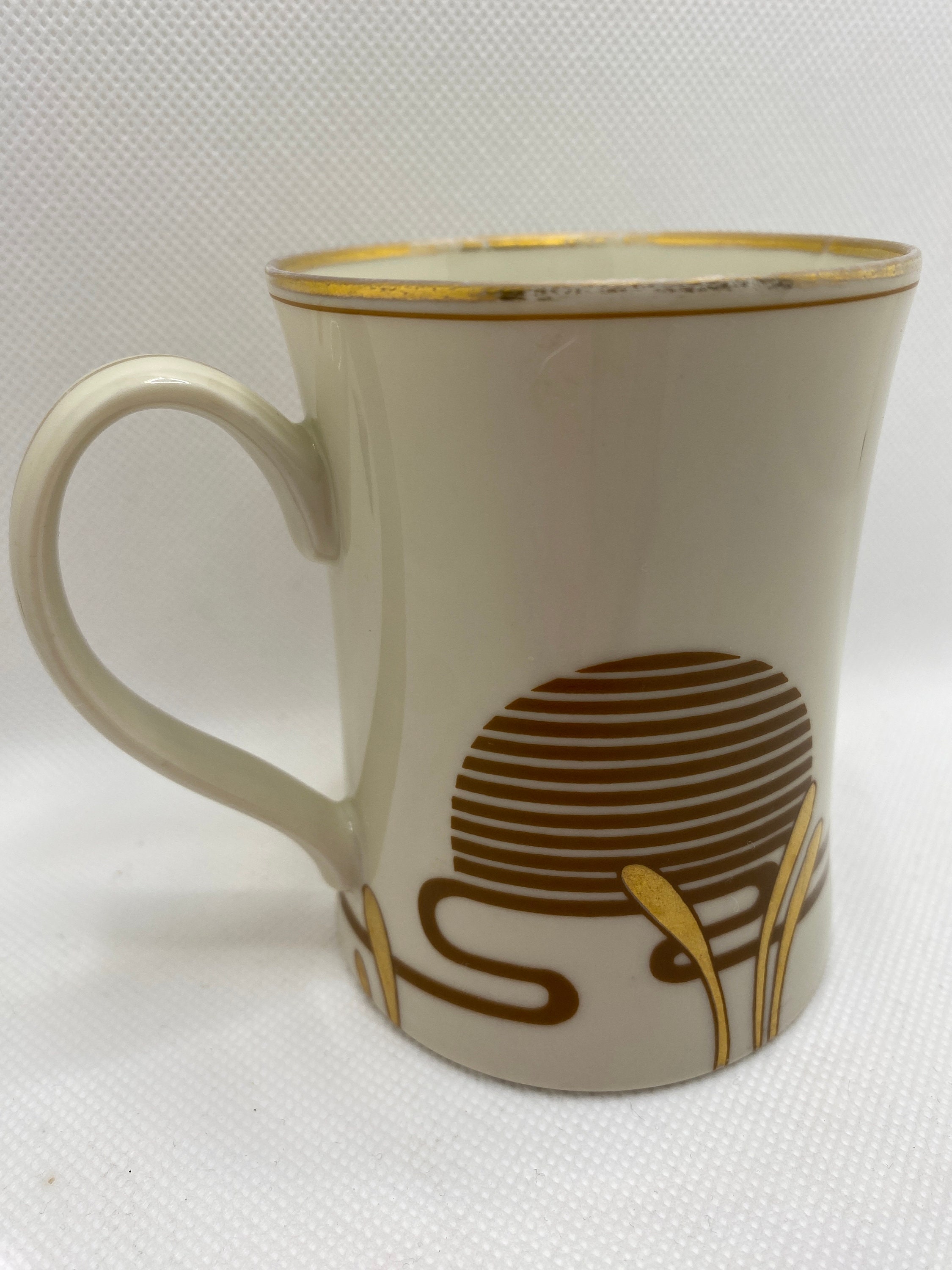 Fitz and Floyd Mug golden Heron. Cream Porcelain With Gold and Brown ...