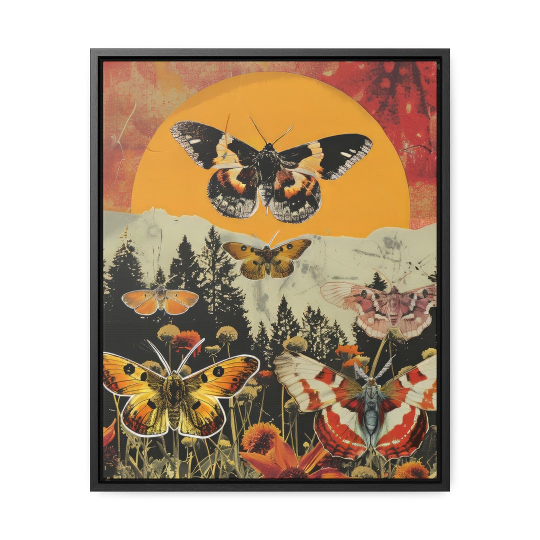 Moth Collage, Vertical Gallery Canvas Wrapped Canvas - Etsy
