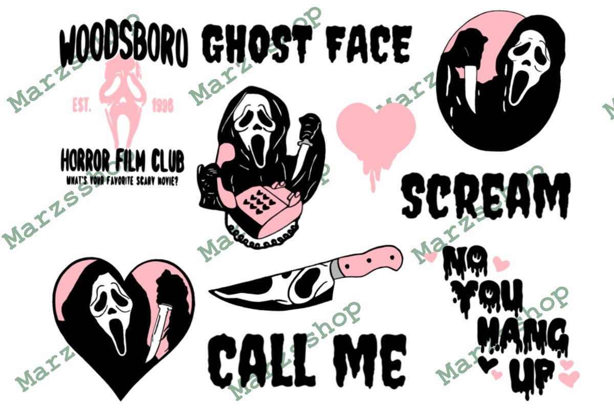 10 Piece PNG Bundle Pink Scream Inspired Pink Ghost Face Png - Etsy