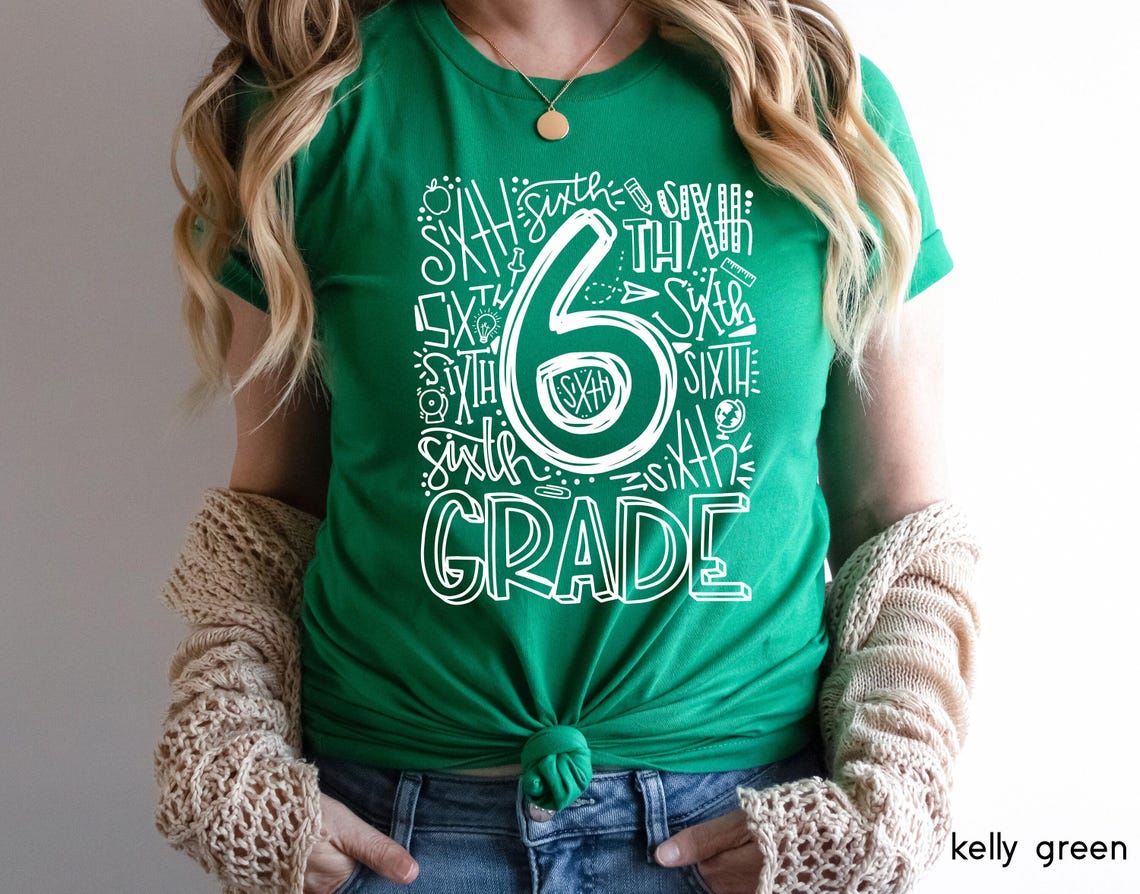 6th Grade Shirt, 6th Grade Typography T-shirt, Sixth Grade Teacher ...